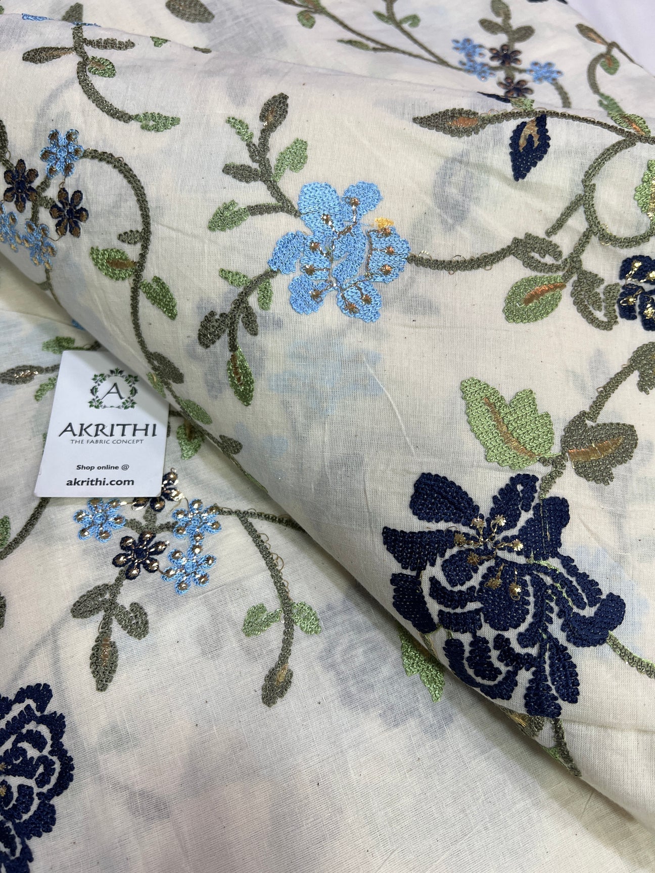 EMBROIDERED COTTON FABRIC – Akrithi