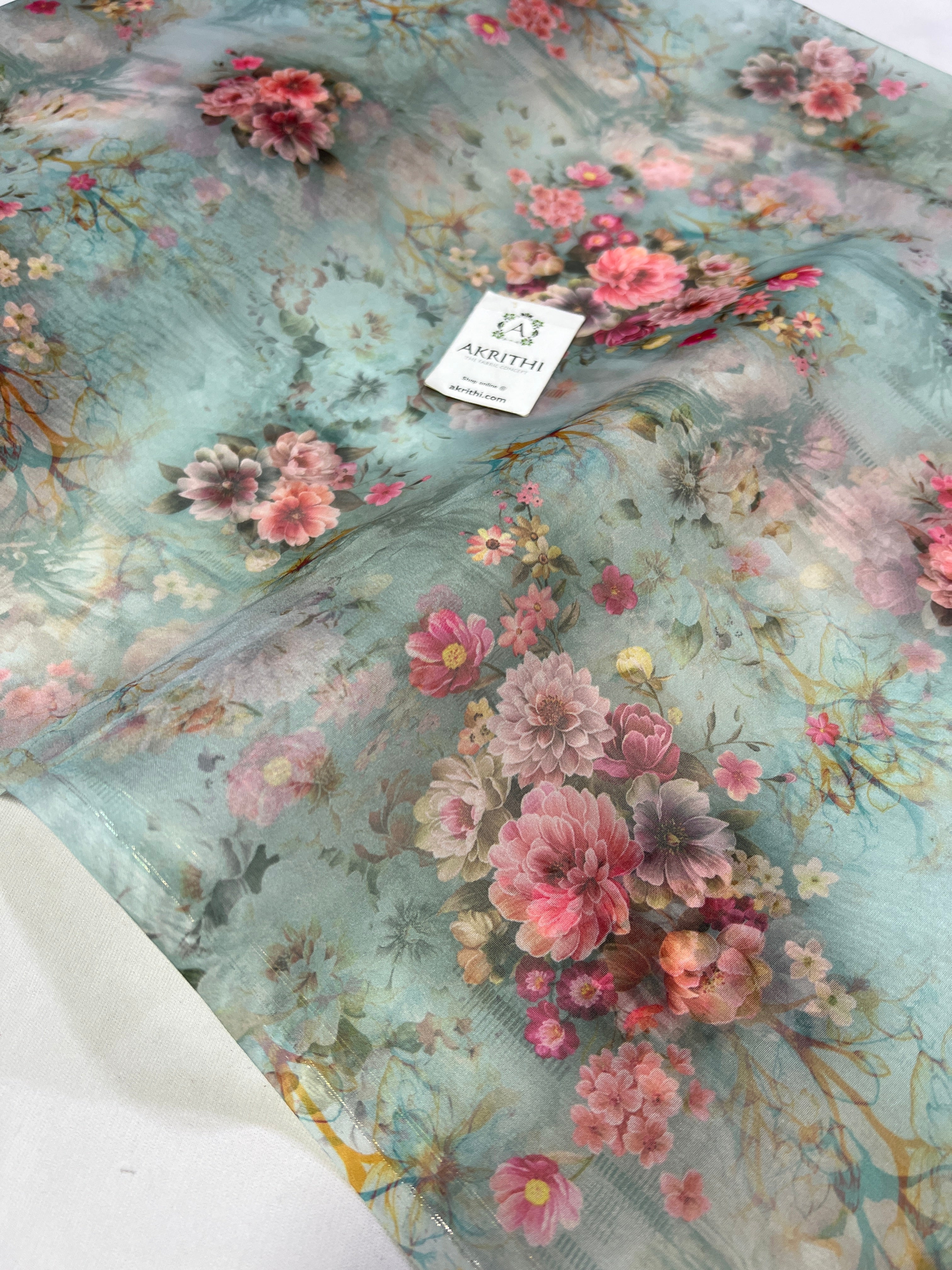 Buy printed organza fabric online : printed fabrics online – Akrithi