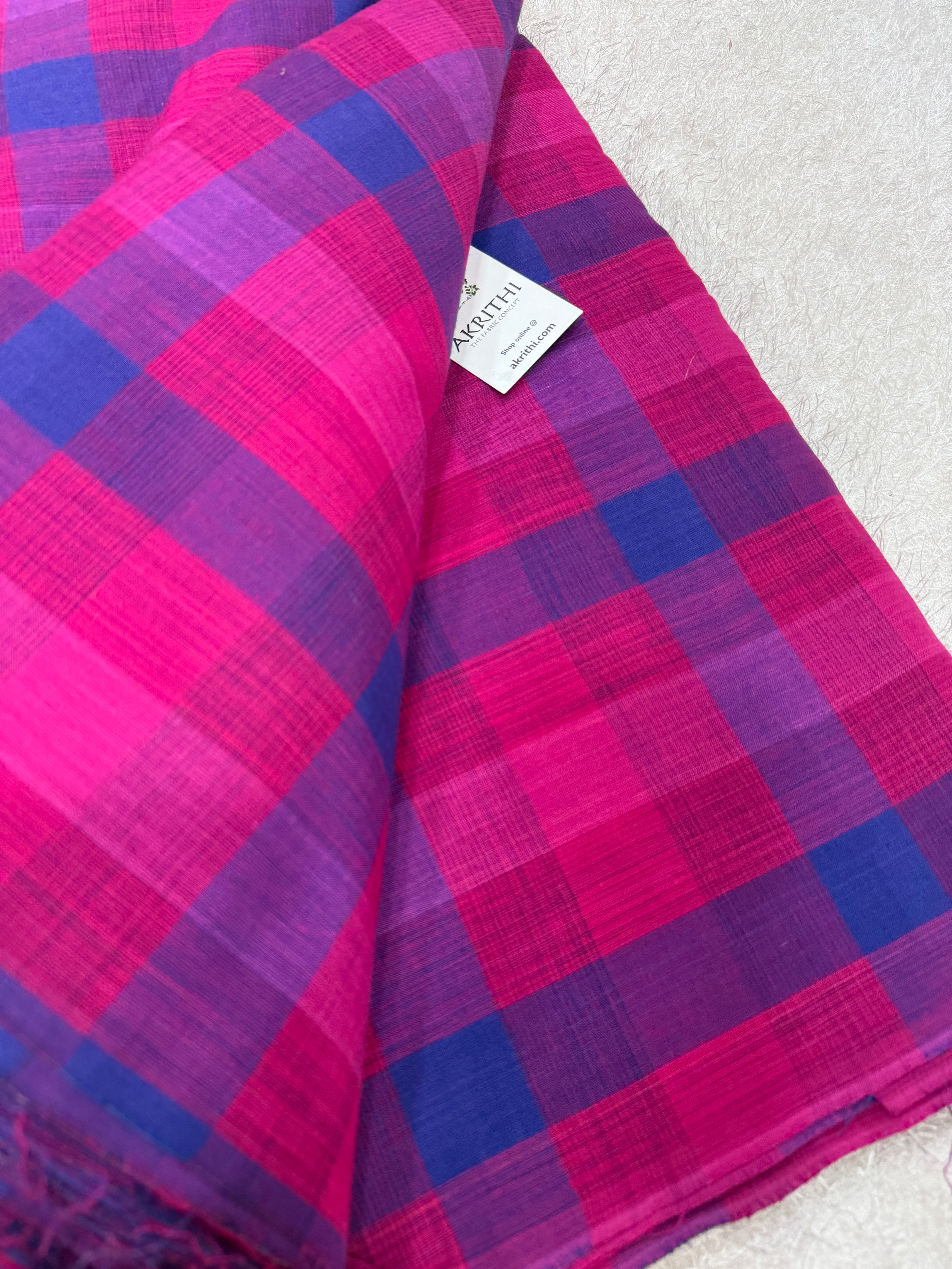 Buy Madras checks pure cotton fabric | Akrithi