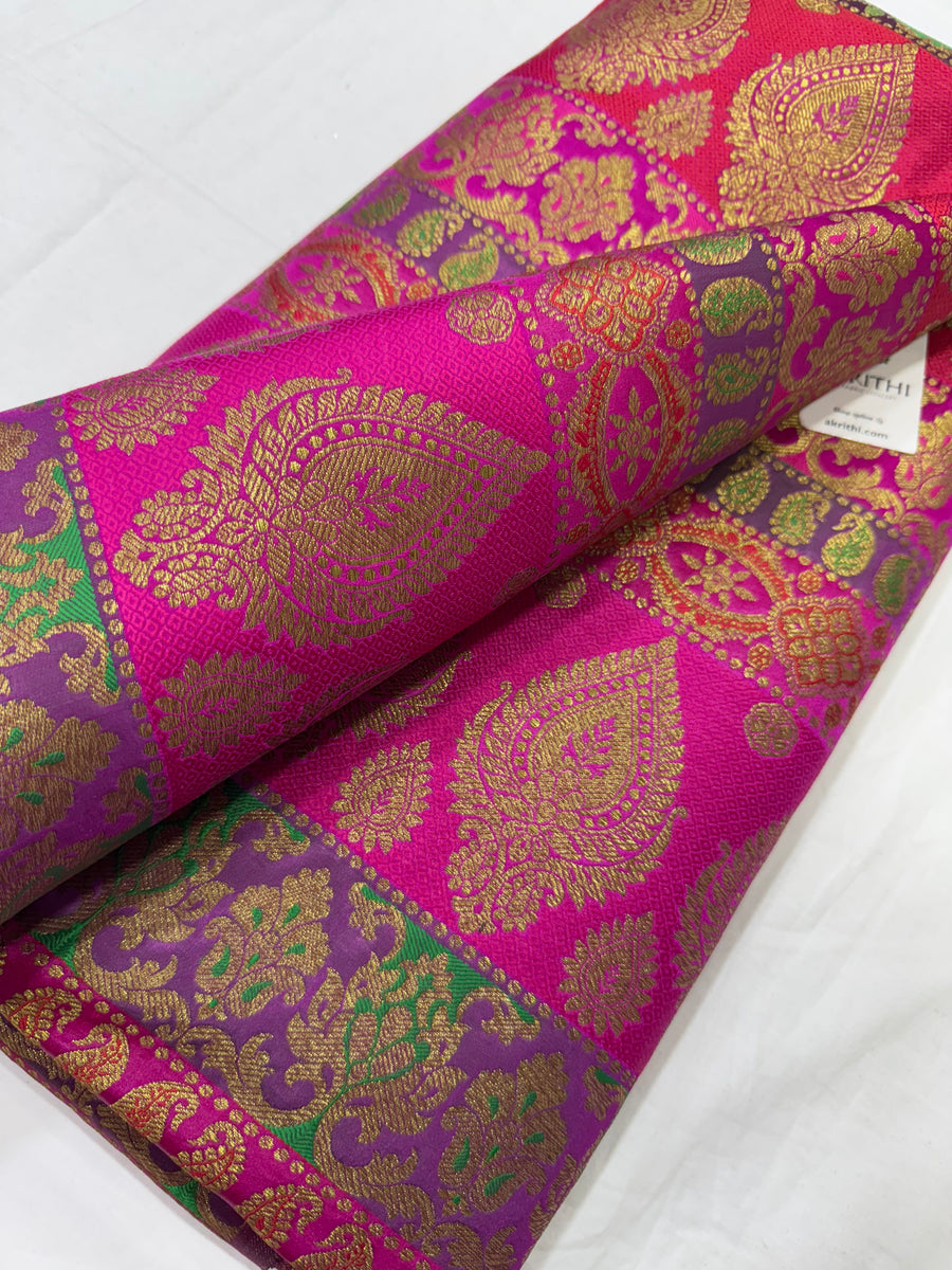 Buy Banarasi fabric online : Soft Banarasi brocade fabrics, Banarasi K ...