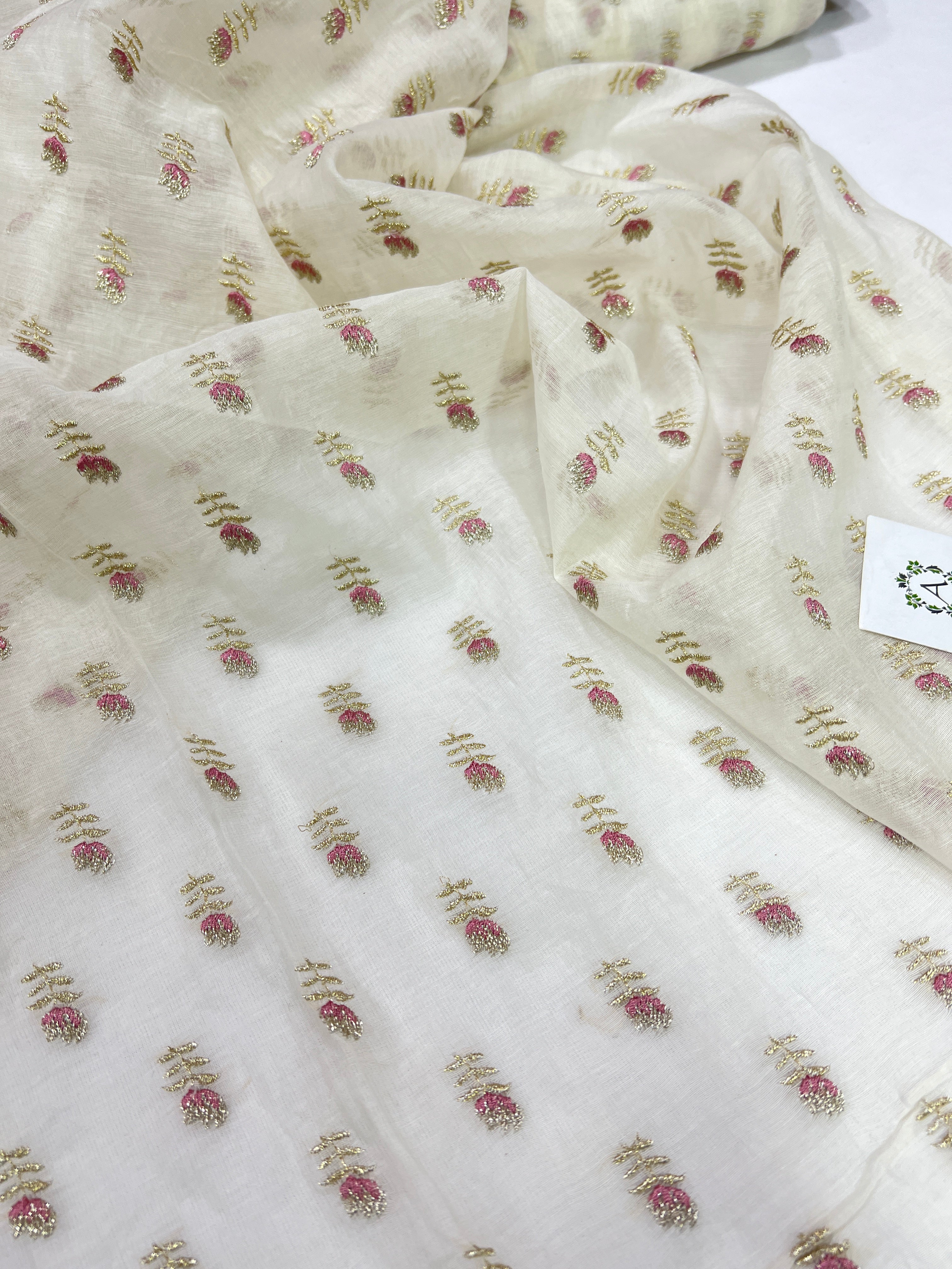 Buy embroidered chanderi fabric online | Chanderi fabric online. – Akrithi