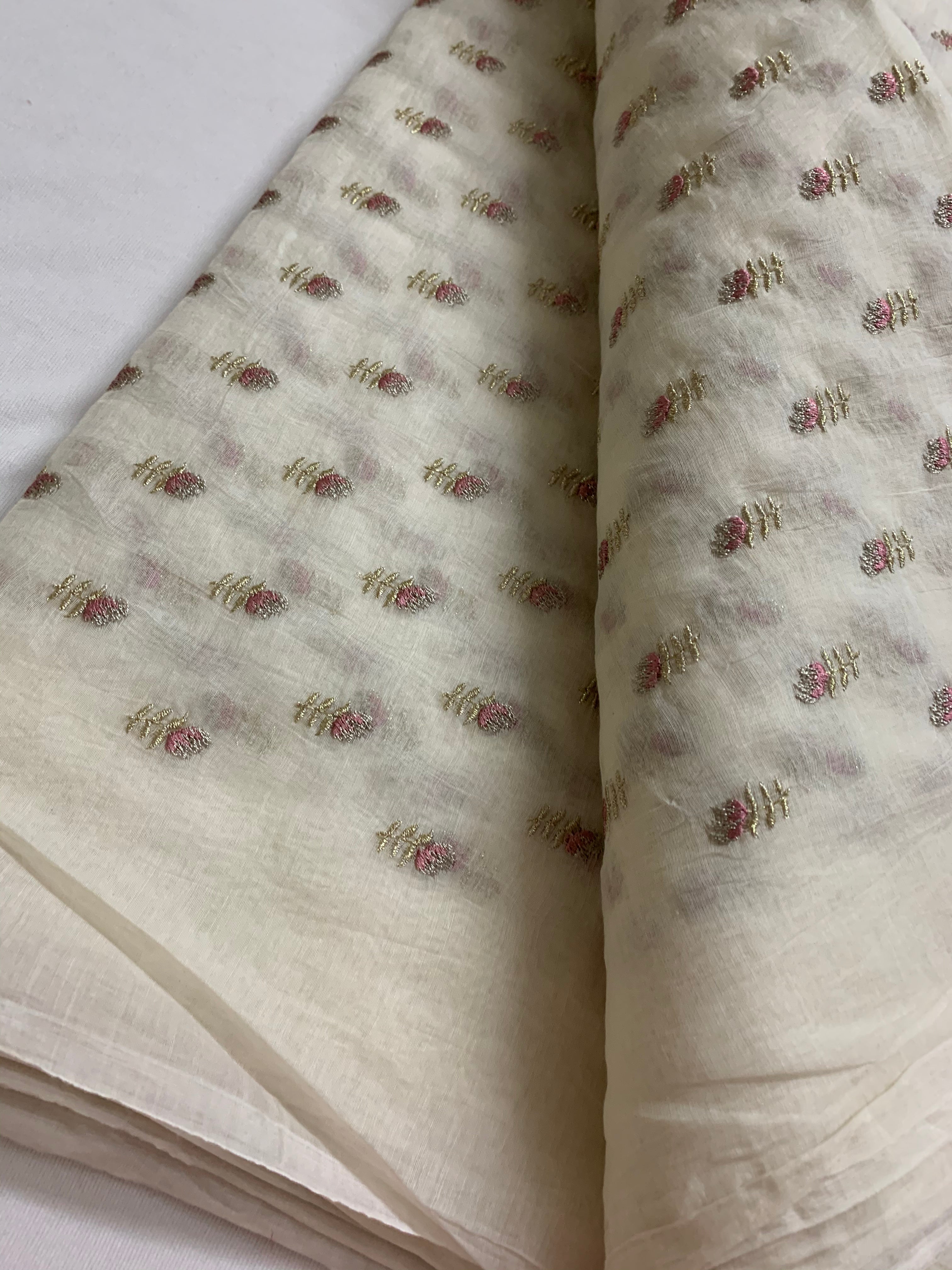 Buy embroidered chanderi fabric online | Chanderi fabric online. – Akrithi