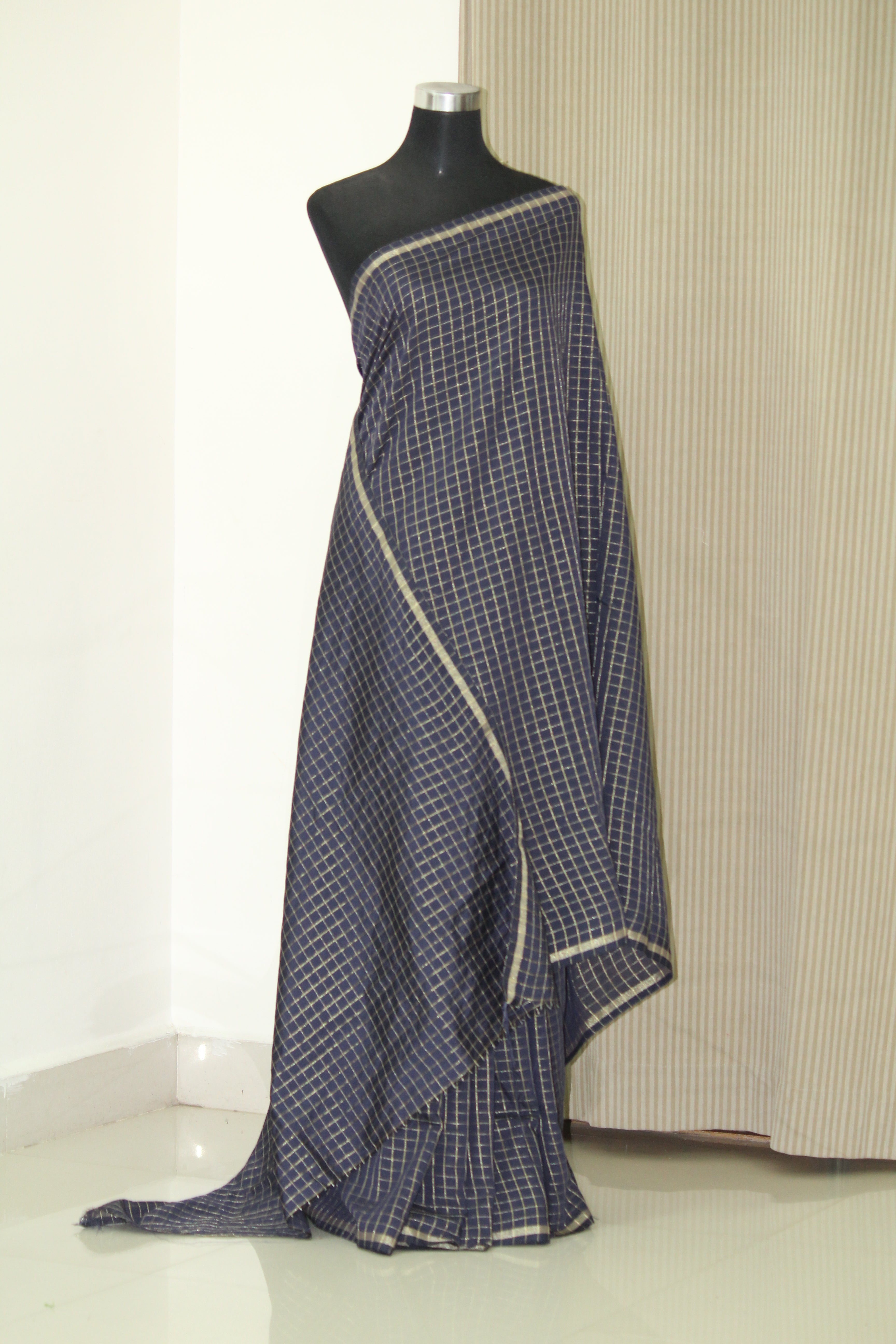 Silk cotton zari checks saree – Akrithi